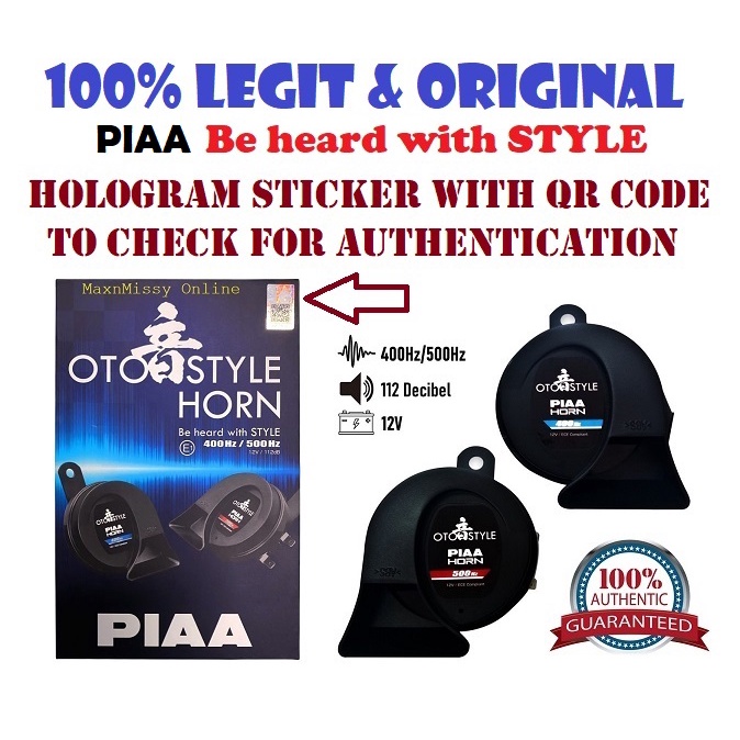 PIAA OTO STYLE HORN WITH HOLOGRAM STICKER/QR CODE 100% ORIGINAL 400Hz/500Hz | Shopee Philippines