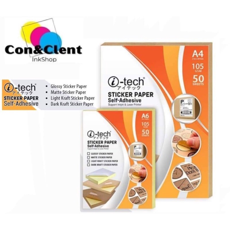 Itech Sticker Paper A4 size (50pcs/pack) matte or glossy | Shopee ...