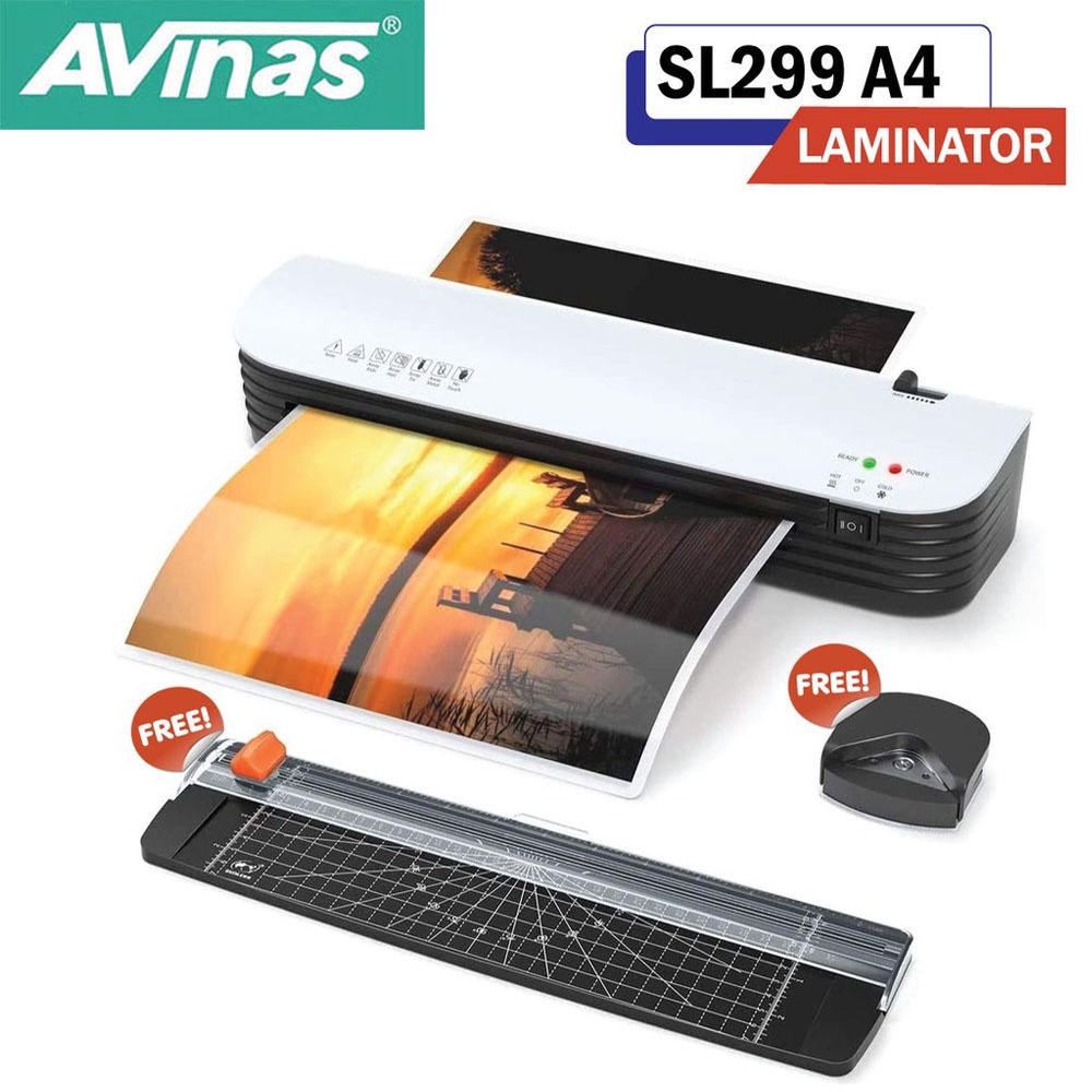 A4 SL-299 Hot and Cold Laminator Machine w/ Paper Cutter And Corner Rounder For Home Office ...