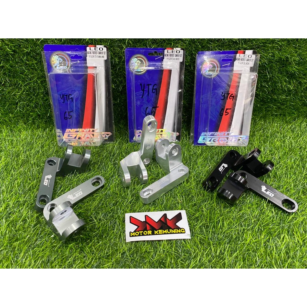 Y15 RACING FOOTREST CARRIER SET/ALLOY REAR BRACKET - LEO(BLACK/SILVER ...