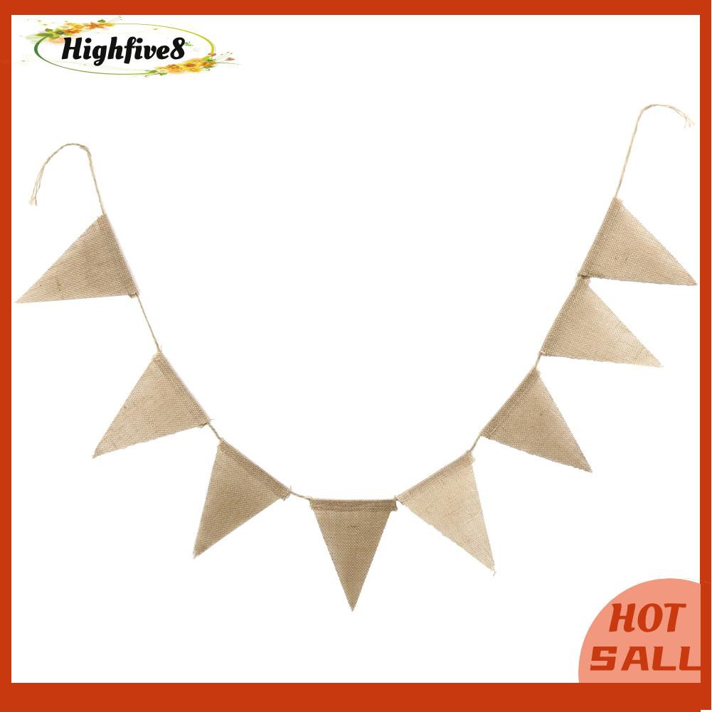 3m Vintage Jute Hessian Burlap Bunting Banners 13 Flags Wedding Pennant ...