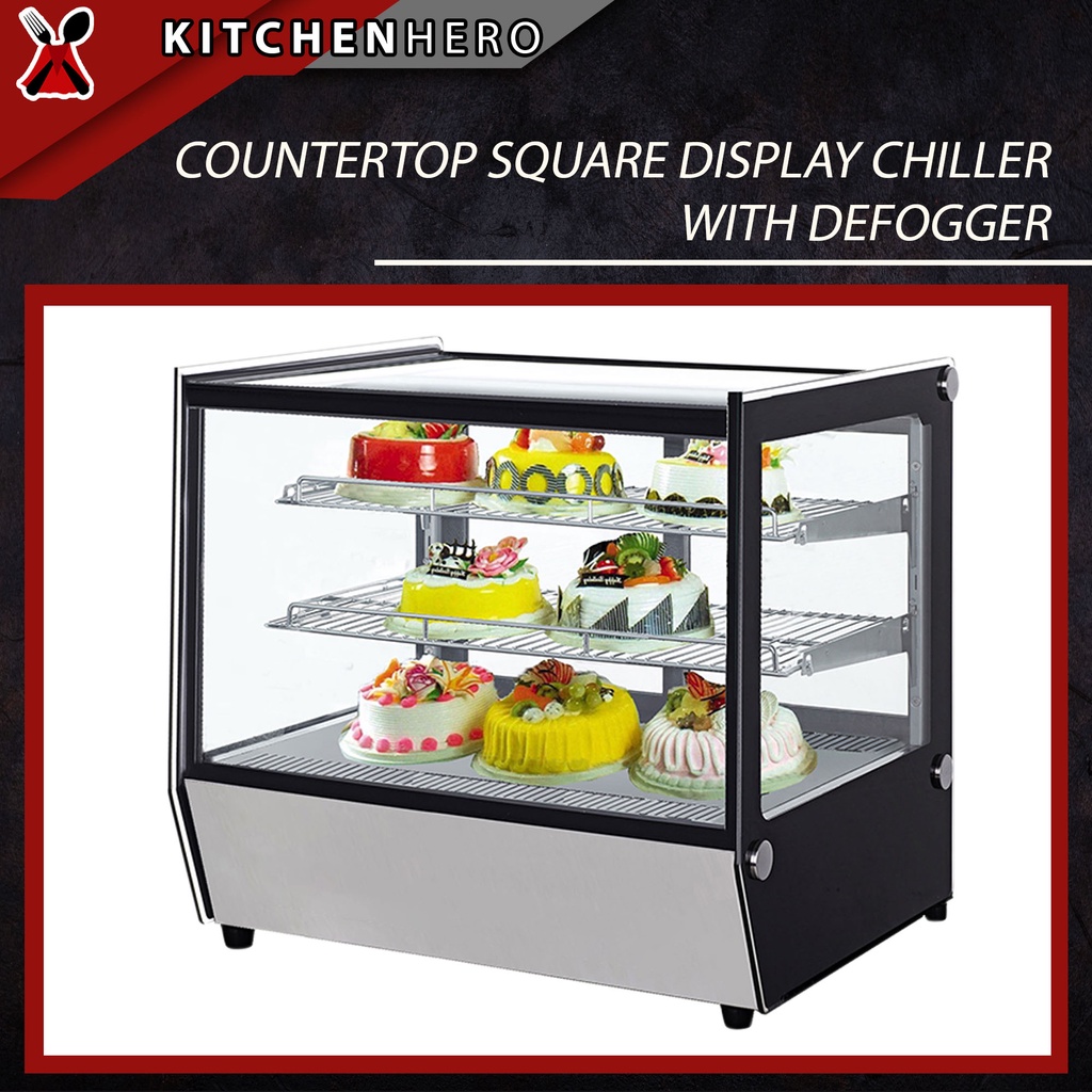 Square Mini Countertop Display Chiller with Defogger : 3 Layers ...