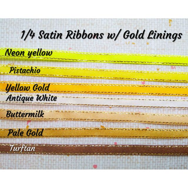 1/4 satin ribbons w/ gold lining | Shopee Philippines