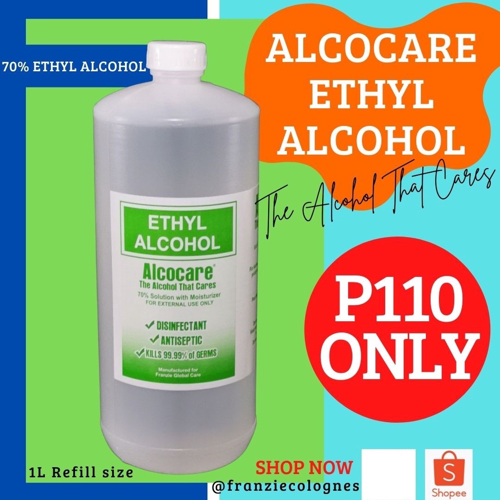 Alcocare 70% Ethyl Alcohol 1 Liter | Shopee Philippines