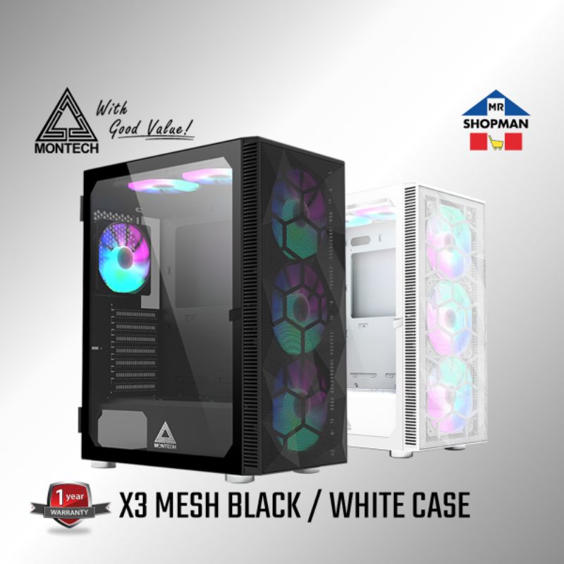 Montech X3 MESH ATX Black White Desktop Computer PC Case | Shopee ...