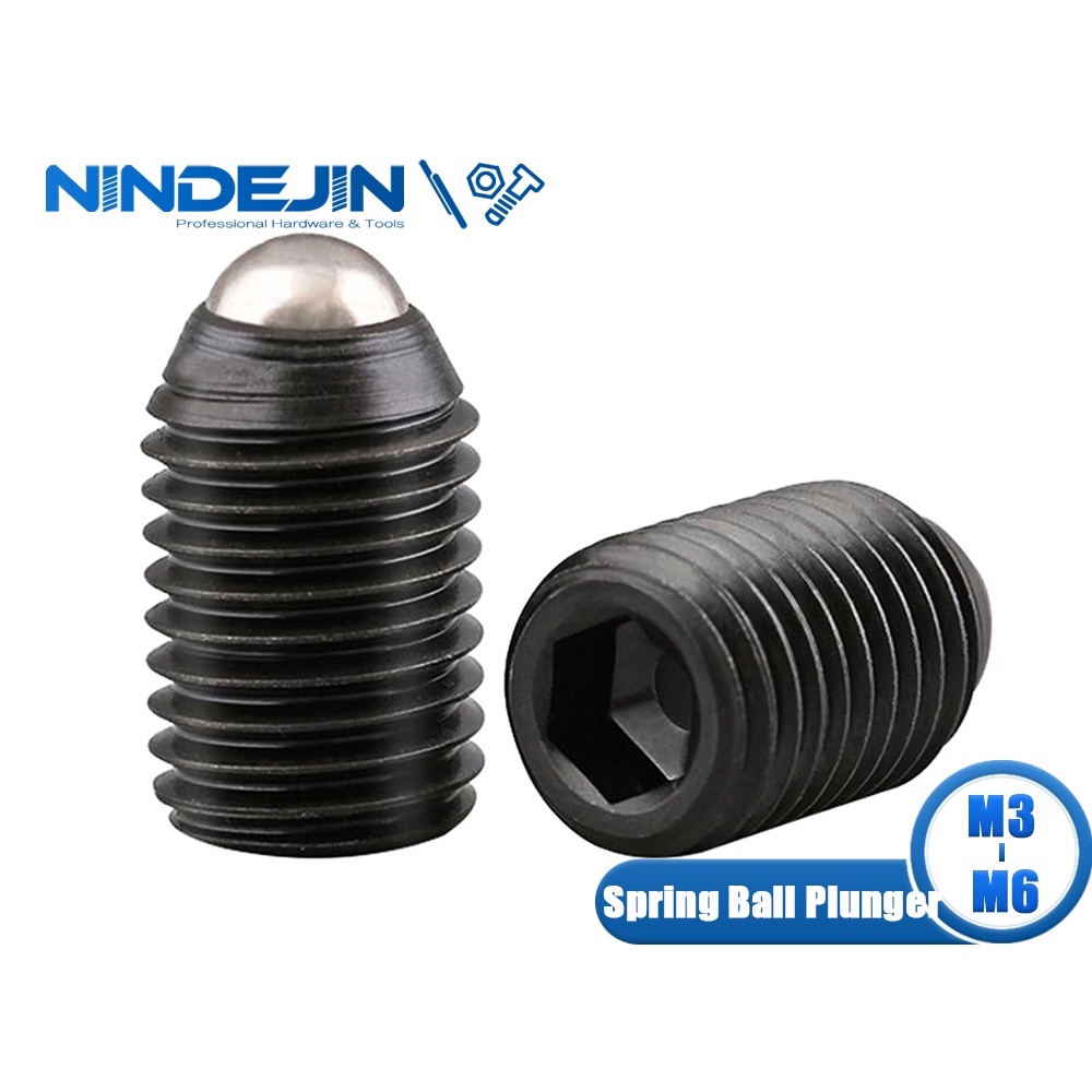 NINDEJIN 2-15Pcs Hex Socket Ball Point Set Screw M3/M4/M5/M6 Carbon Steel Spring Hexagon Plunger ...