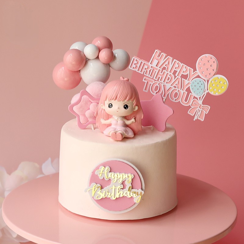 hot air balloon decor Pink Princess cake topper girl cake decoration ...