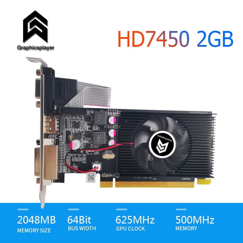 Graphics card pci express HD7450 2GB DDR3 64bit LP VGA 6750 1gb 128bit ...