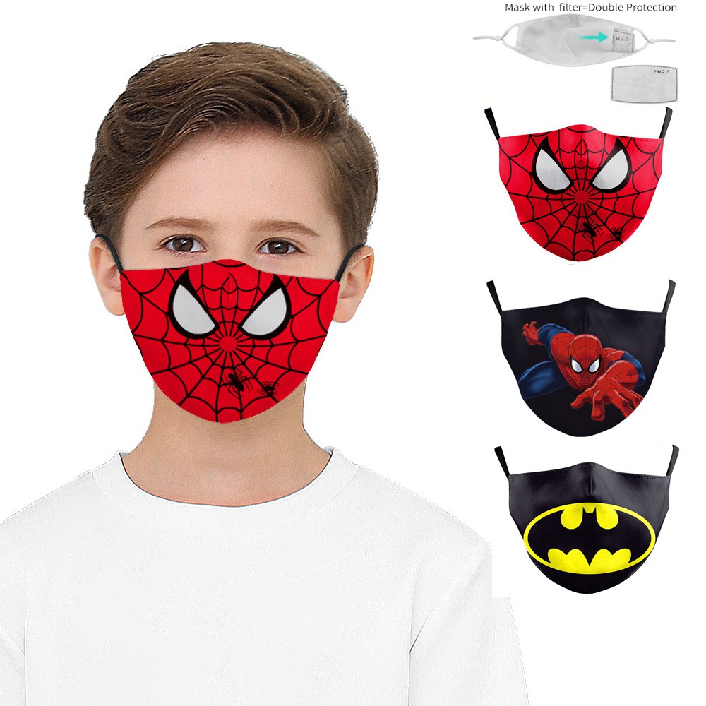 Anti Dust Washable Kids Mask Spiderman with Pocket for Filter Pad ...