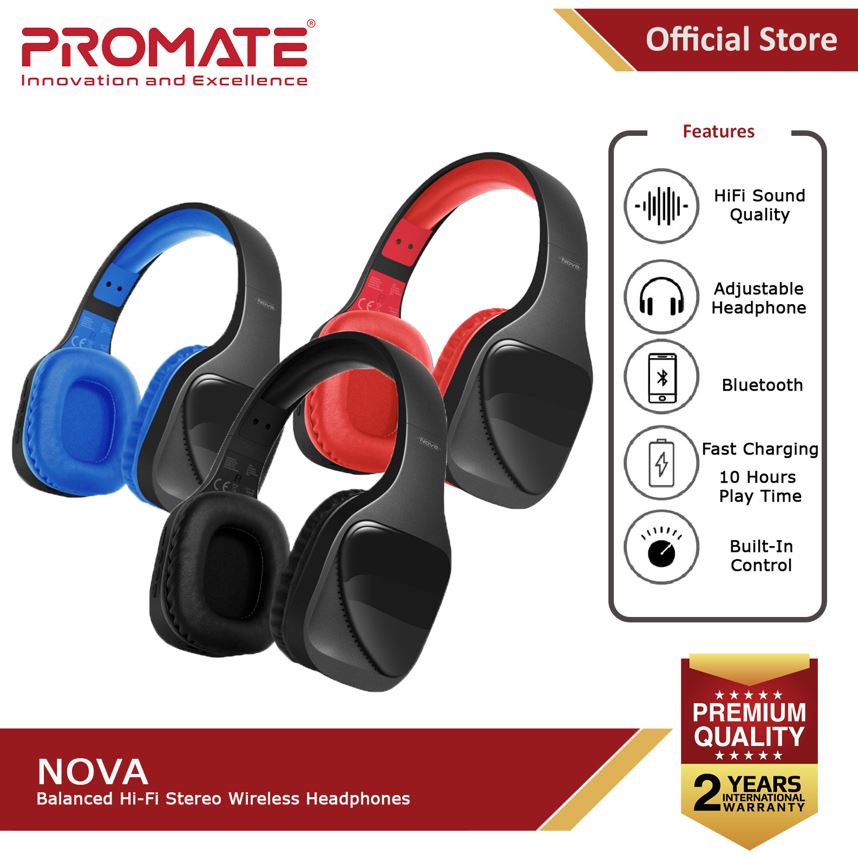 Promate Nova Balanced Hi-Fi Stereo Wireless Headphones | Shopee Philippines