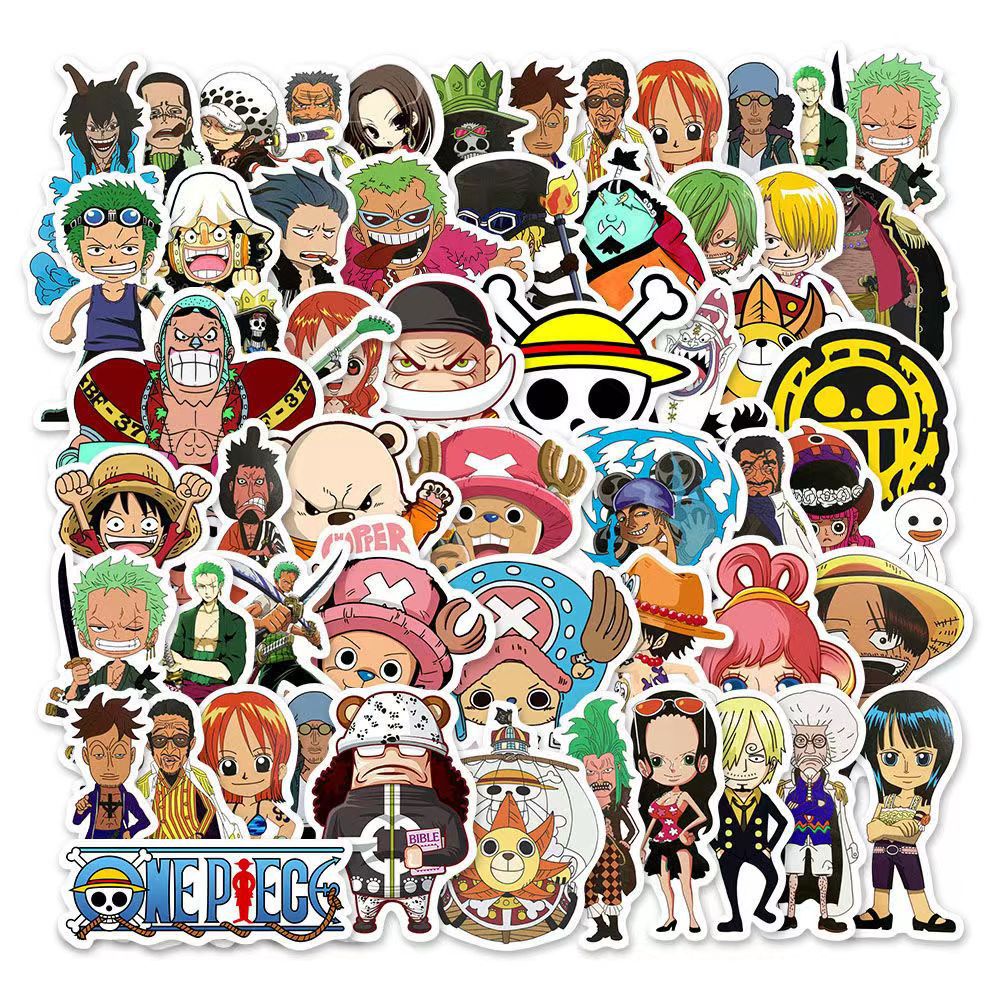 50 Pcs ONE PIECE Waterproof Stickers Anime Sticker Notebook Motorcycle ...