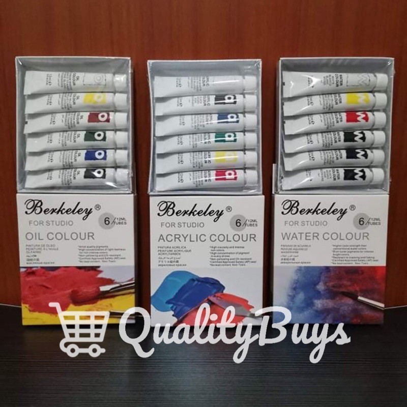 Berkeley 6 Tubes Acrylic Paint / Water Colour / Oil Colour Paint (12ml ...