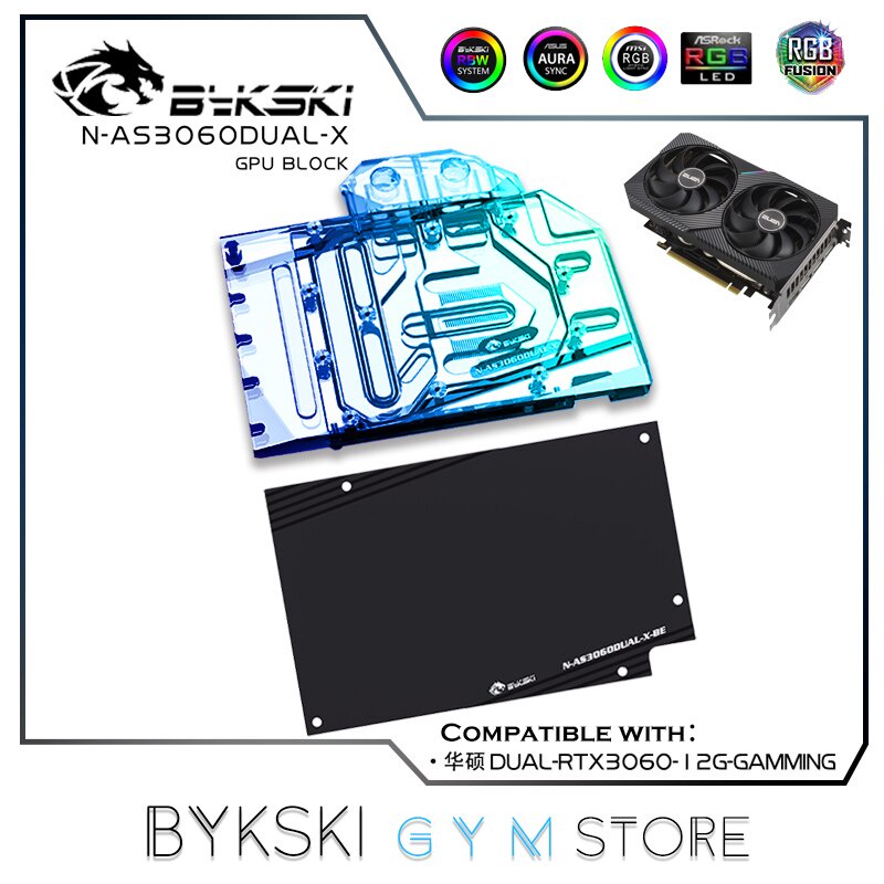 Bykski GPU Water Block For Asus Dual RTX 3060 12G Gaming Card ,Full ...