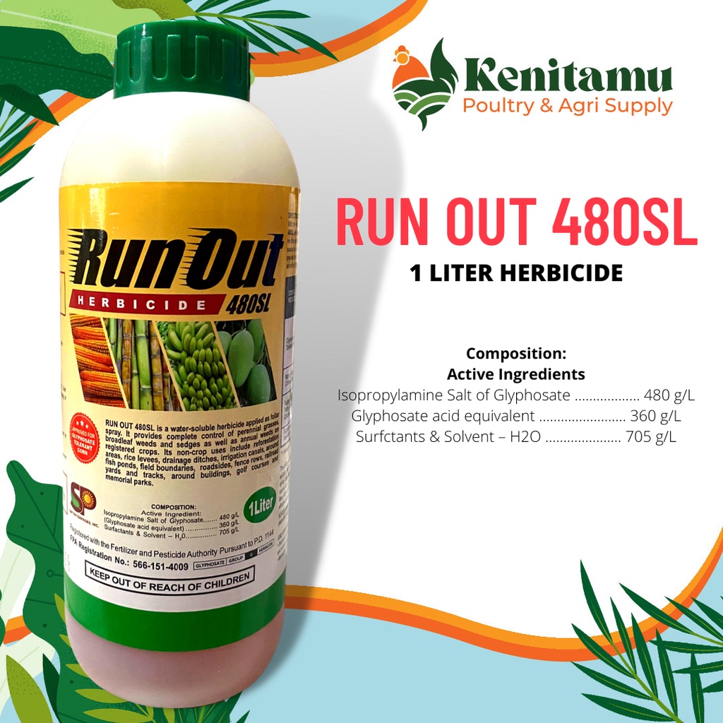 RUN OUT 480SL 1 LITER HERBICIDE BY: S&P ENTER. / LIKE ROUND UP/ LIKE ...