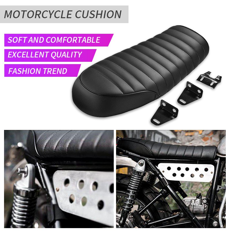 Universal Motorcycle Seats Cushion Retro Cafe Racer Seat Black / Brown ...