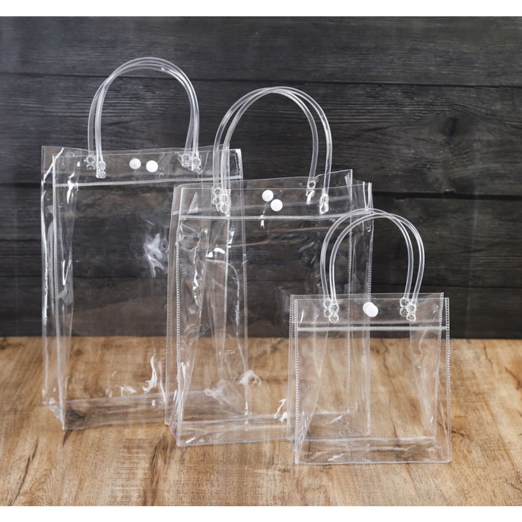 1pc PVC Clear Bag/ Tote bags/ Transparent PVC bag with handle/ gift bag ...