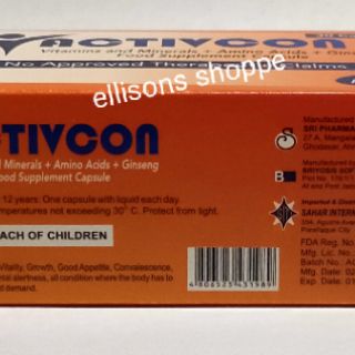 Activcon Vitamins & Minerals+Amino Acids+Ginseng 30 Capsules | Shopee ...