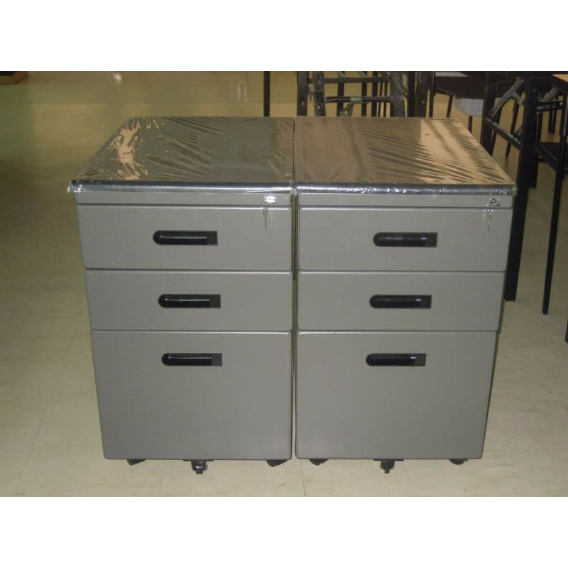 Dark Gray Mobile Pedestal Movable Cabinet, 3 Drawer Metal Storage ...