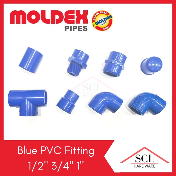 Moldex PVC Blue Fittings 1/2" to 1" (Coupling, Elbow, Tee, Threaded ...