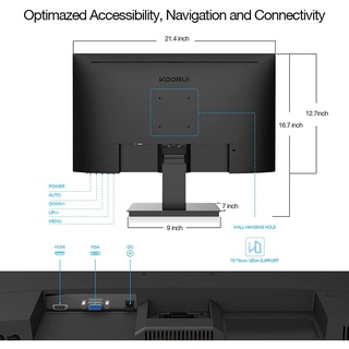 Koorui 24N1 BLACK Monitor computer pc 24 inch monitor FHD 1920*1080 IPS Panel Wide Screen 24 ...