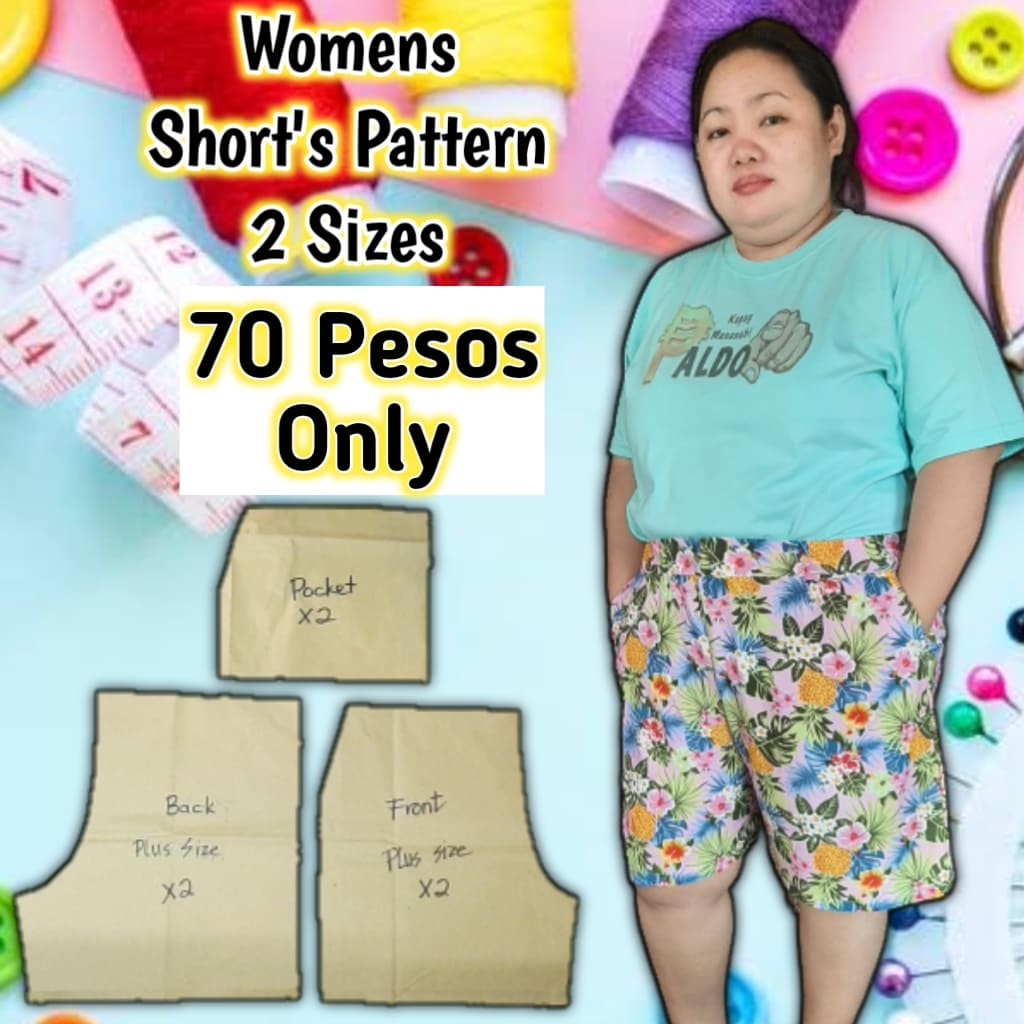 Women Shorts Pattern with 2 pockets/2 sizes of Pattern Plus size and ...