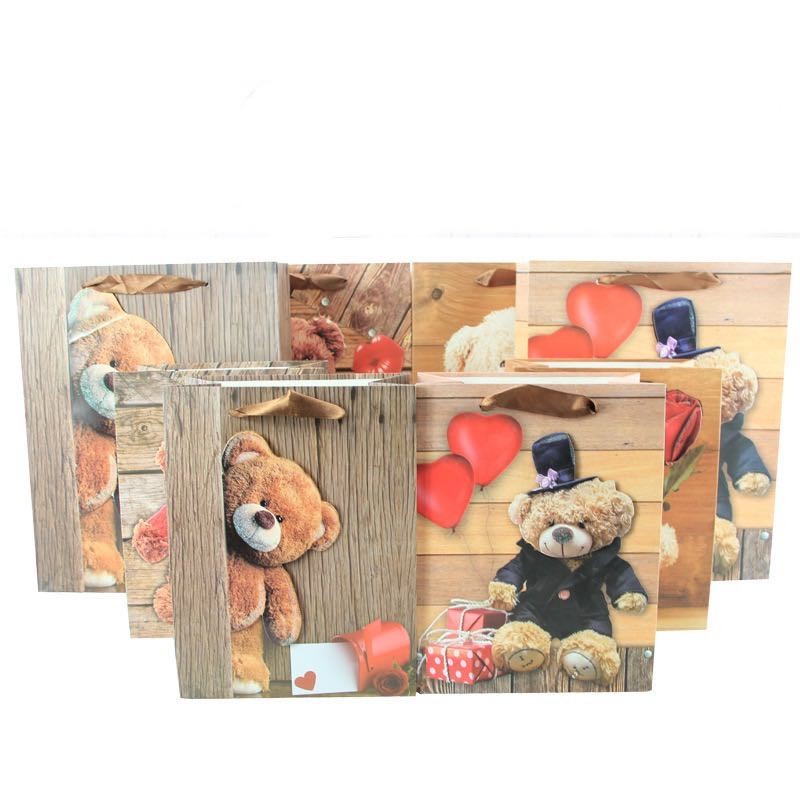Paper Bag Teddy bear design Hand bag Gift bag Paperbag Random pattern ...