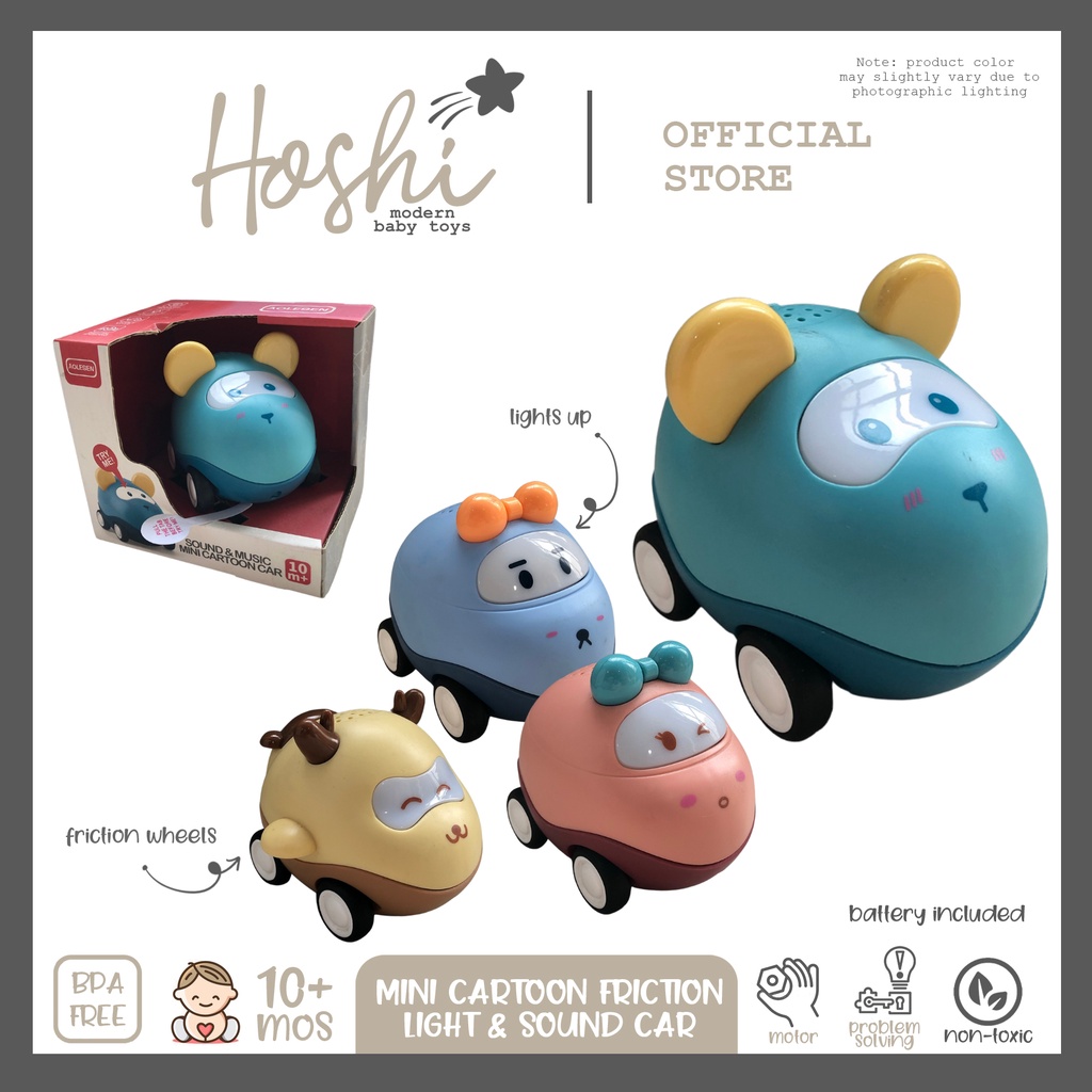 Hoshi Baby Mini Cartoon Friction Light and Sound Car, Motor & Sensory ...