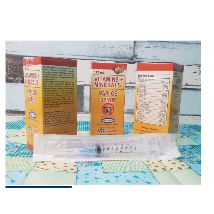 Papi OB Syrup Vitamins and Minerals 120ml with 1 FREE SYRINGE | Shopee ...
