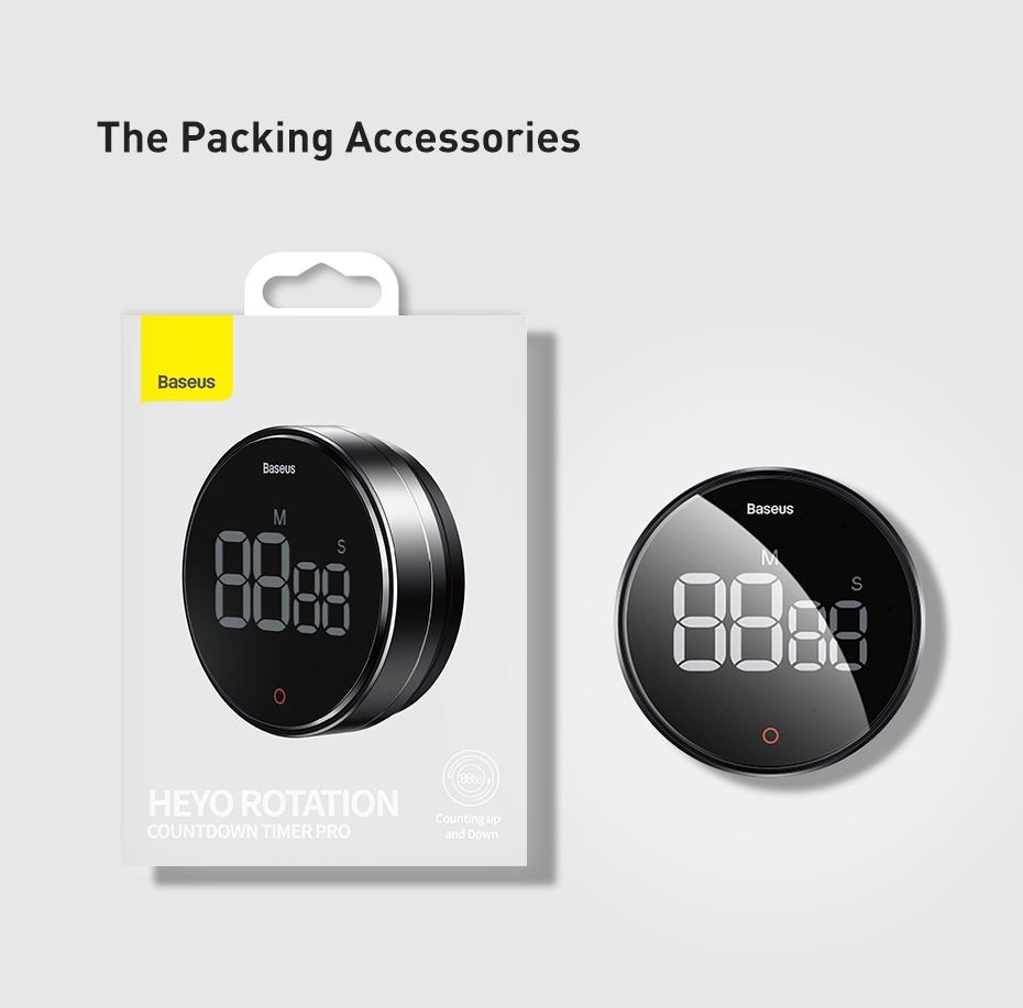 Baseus Magnetic Countdown Alarm Clock Kitchen Timer Manual Digital ...