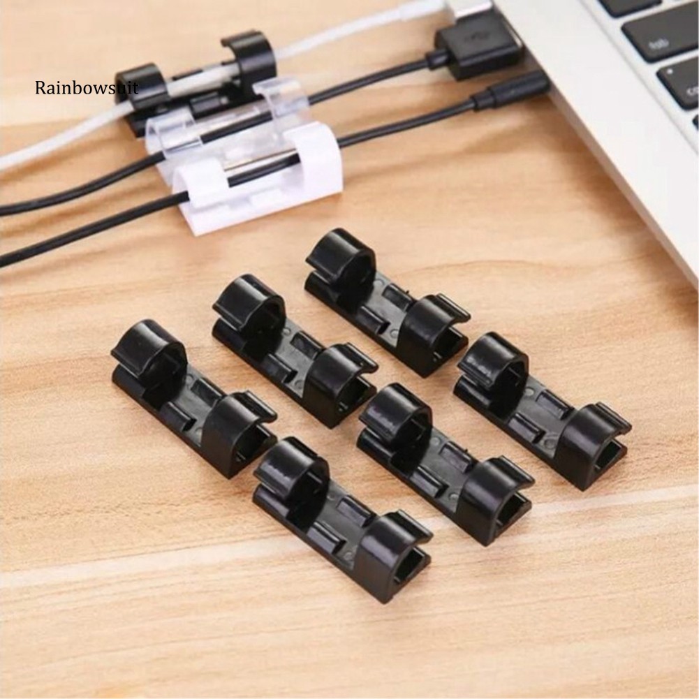 【RB】20Pcs Self-Adhesive Network Charge Cable Clip Wire Organizer Fixer ...