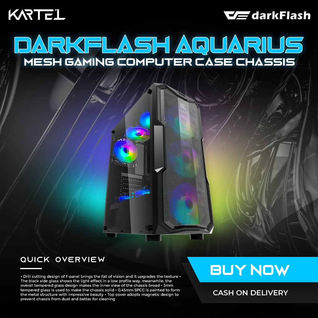DarkFlash Aquarius Mesh Gaming Computer Case Chassis ATX/M-ATX/ITX ...