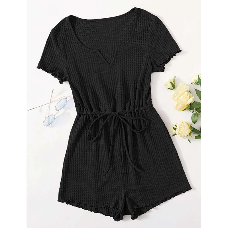 SRR Notched Neck Romper Lettuce Knitted Jumpshort TN002 | Shopee ...