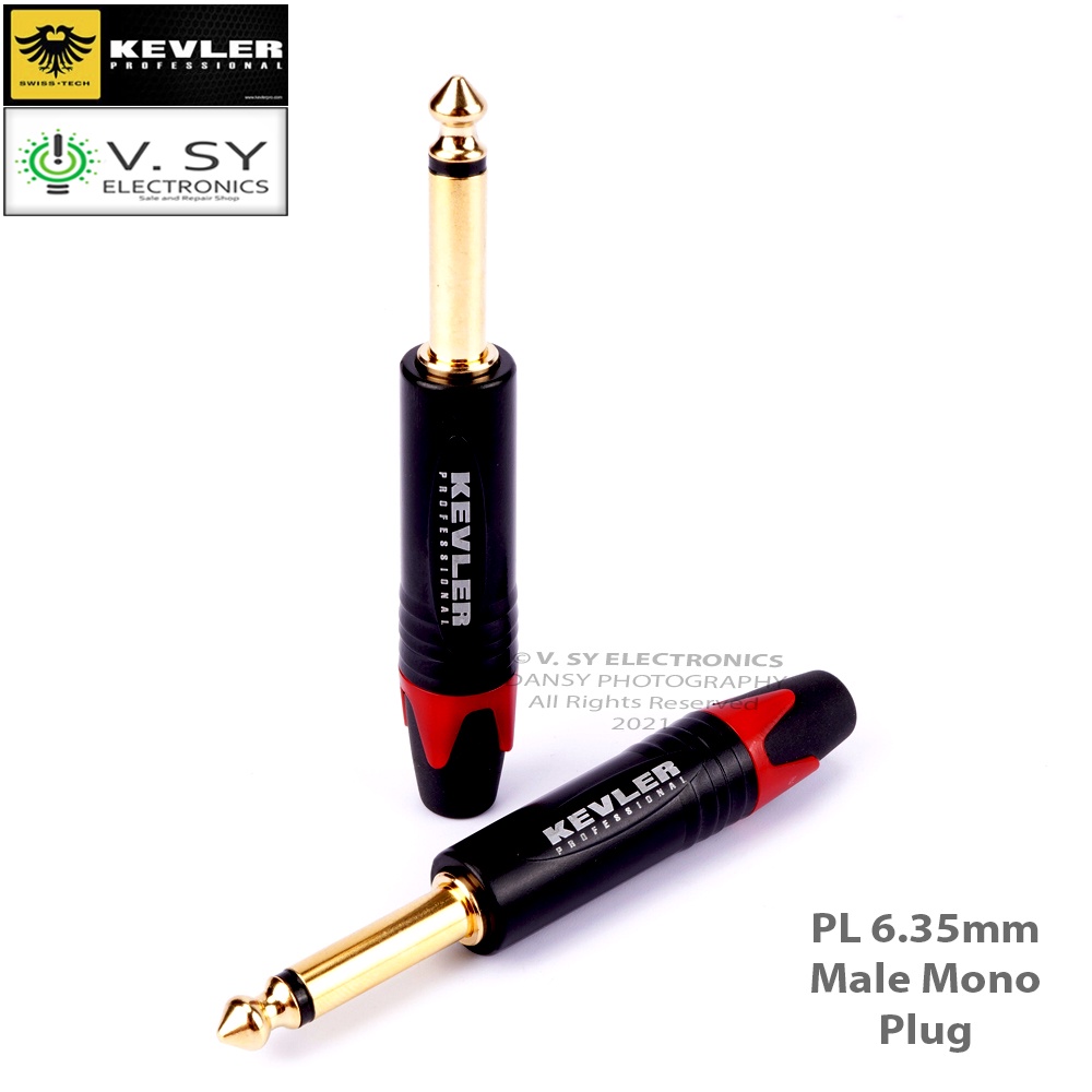 2pcs. Kevler Premium Male PL 6.35mm Mono Plug PL55 Jack Connectors PL ...