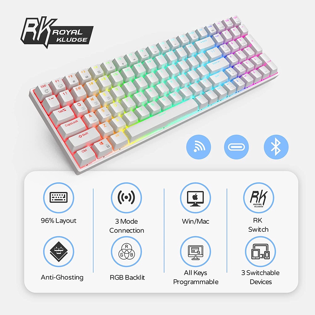 Royal Kludge RK100 Tri-mode RGB 100 Keys Hot Swappable Mechanical ...