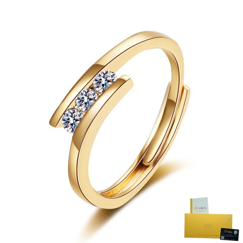 [with Gra Certificate]18K Gold Ring Moissanite White Diamond Ring ...