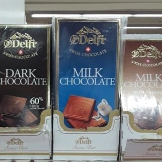 DELFI SWISS CHOCOLATE DARK/MILK/MILK WITH ALMOND 100G | Shopee Philippines