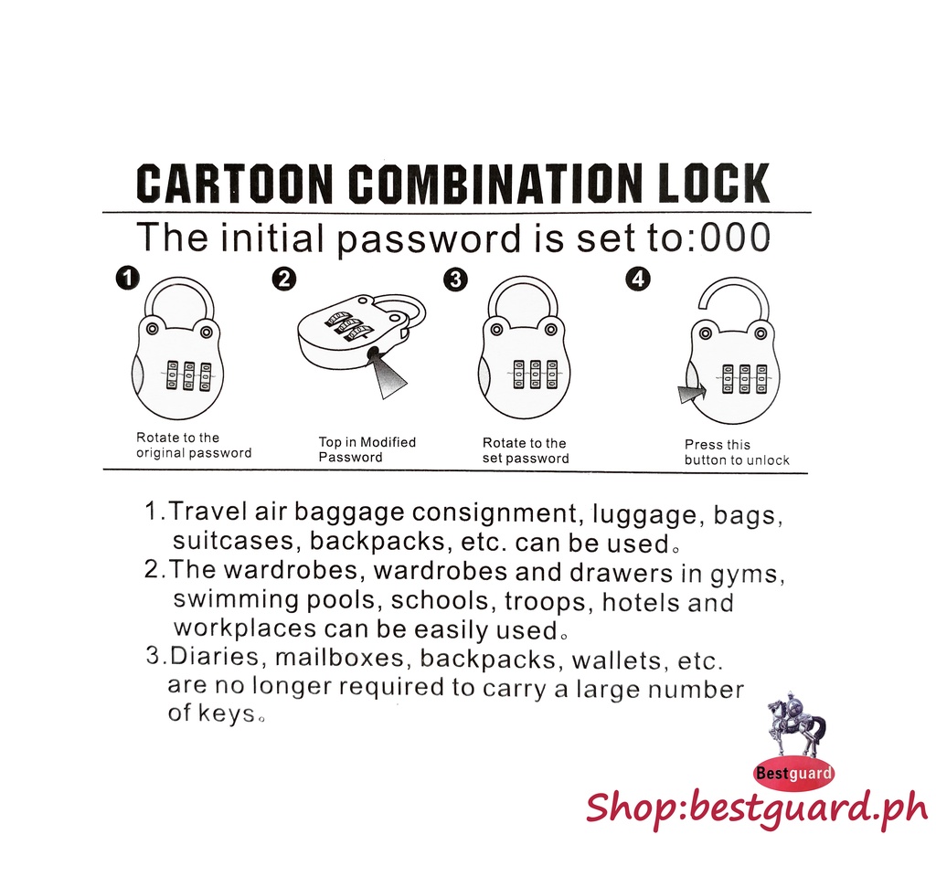 Bestguard A3661 Buy 1 Take 1 Cartoon Combination Lock A3662 Luggage ...