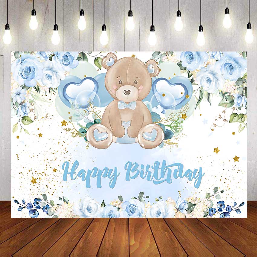 Cute Teddy Bear Birthday Backdrop For Photography Baby Shower Kids ...