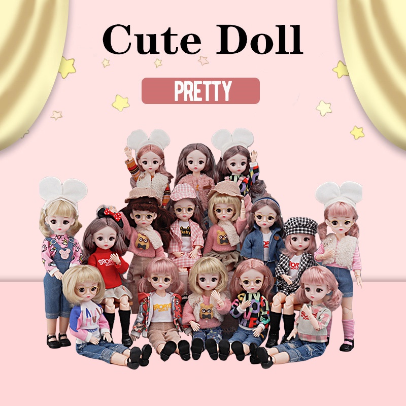 [cxSZDOLL] 30cm 23 Movable Joint Dress Up Close Eyes Blinking Dolls ...