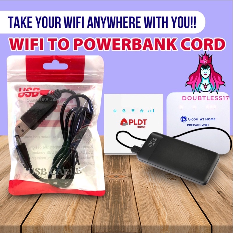 PLDT & Globe home Prepaid Wifi to Powerbank Cord step-up cable 5v 12v ...