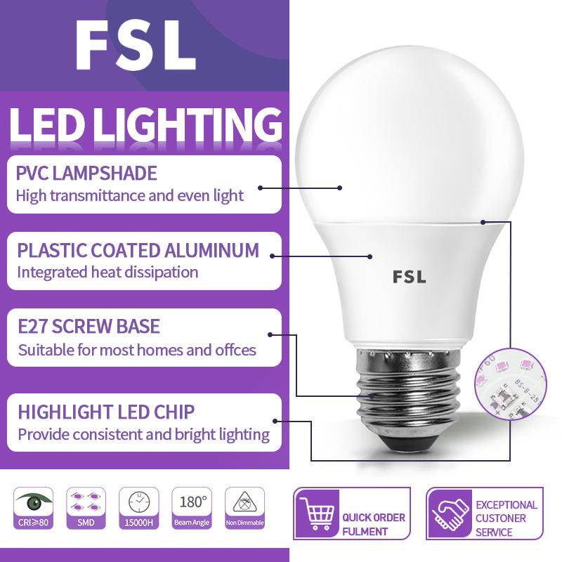 FSL LED Bulb E27 5W Used for Lamp Living Room Daylight Warm White ...