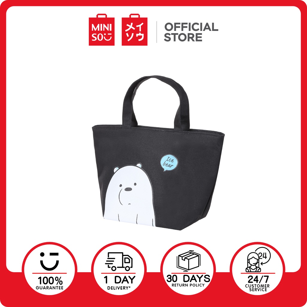 Miniso We Bare Bears Mini Small Lunch Bento Bag Black | Shopee Philippines