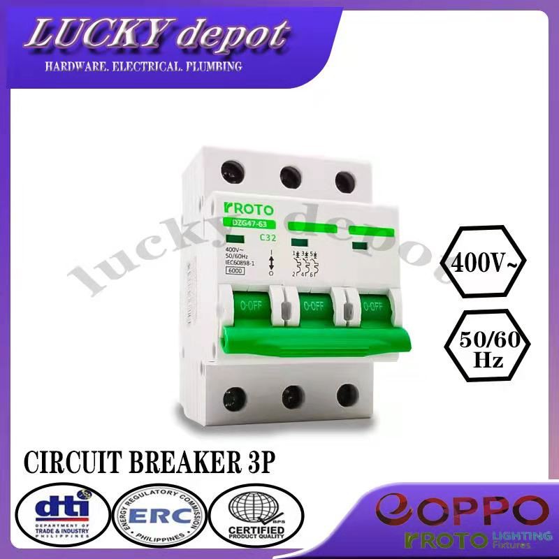 DZG47-63-3P MINI CIRCUIT BREAKER 3P MCB 32A/40A/63A (EOPPO/ROTO ...