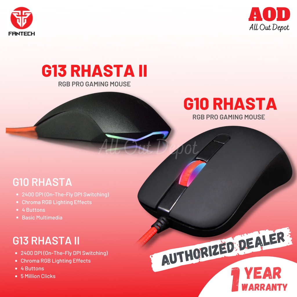 FANTECH G10 RHASTA and G13 RHASTA II RGB GAMING MOUSE | Shopee Philippines