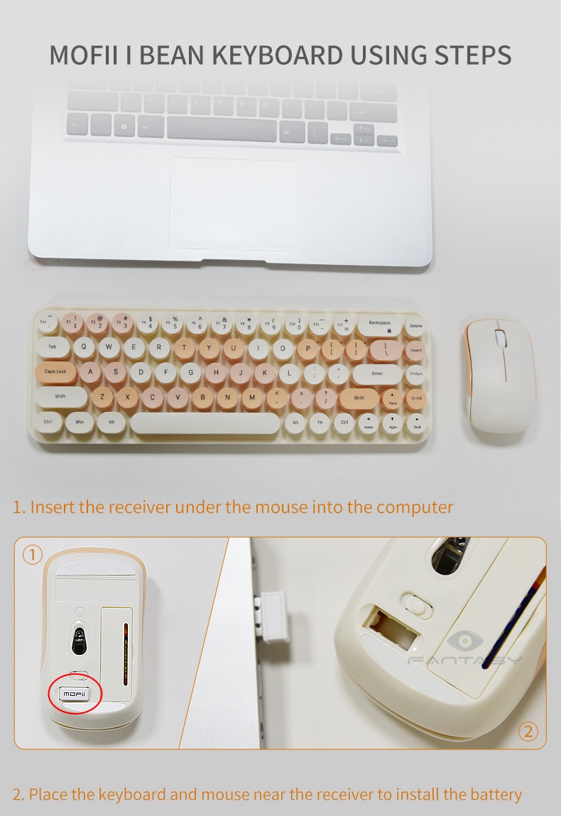 MOFII iMini Super Handy Wireless Keyboard and Mouse Combo Cute Mute ...