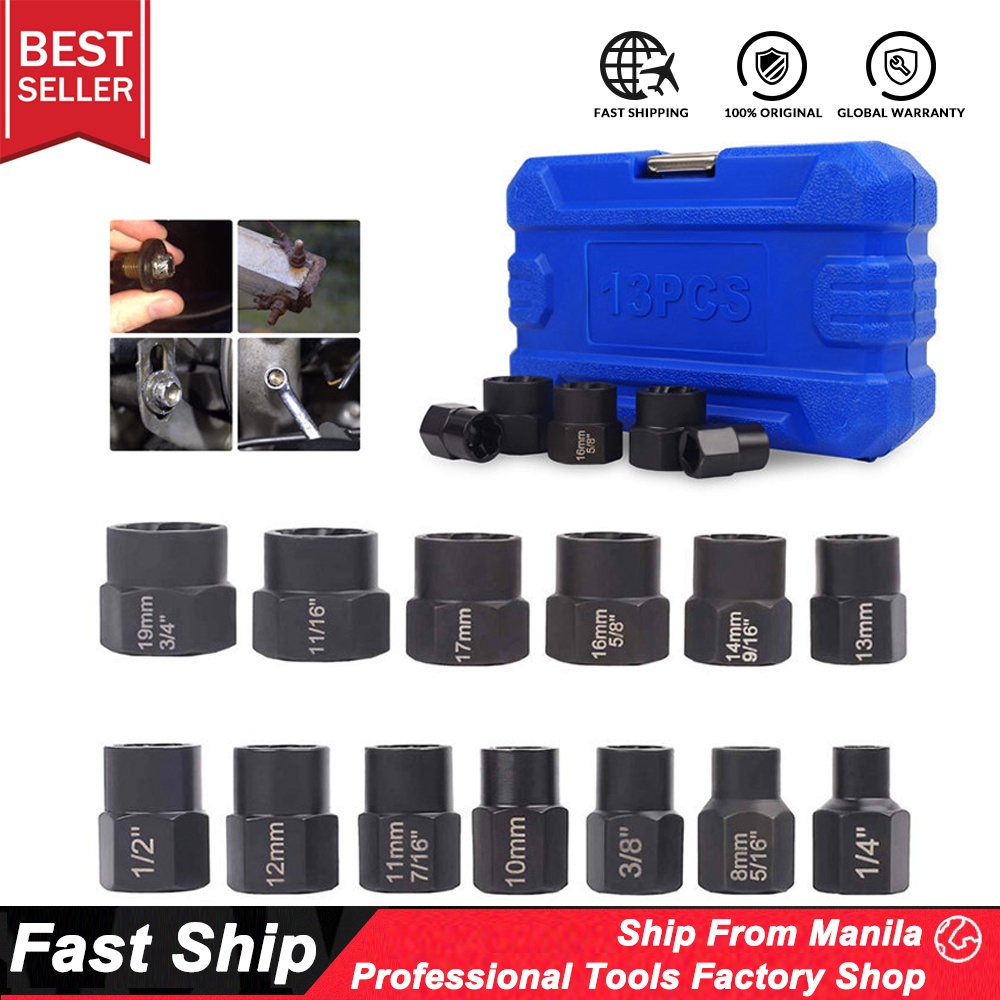 13pcs Impact Stud Socket Extractor Set Damaged Nut Bolt Remover 3/8 ...