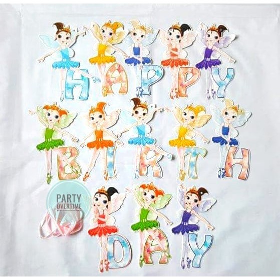 Fairy / Ballerina design Happy Birthday Banderitas Banner Flag Party ...