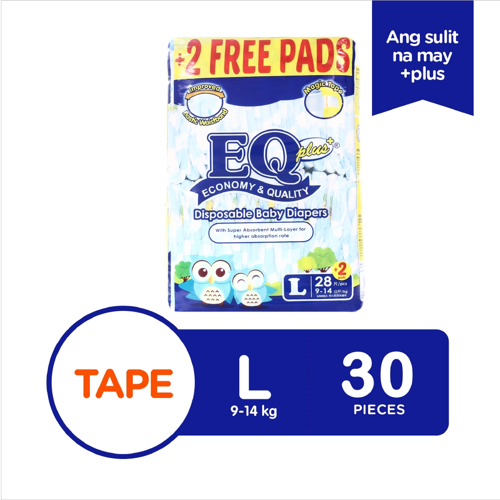 EQ Plus Big Pack Large 28's + 2 - Tape Baby Diapers | Shopee Philippines