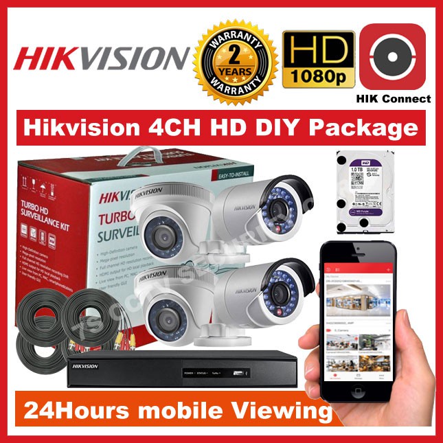 COD Hikvision 4CH 2MP TURBO HD CCTV Package DIY Kit 1080P with Mobile ... COD Hikvision 4CH 2MP TURBO HD CCTV Package DIY Kit 1080P with Mobile ...