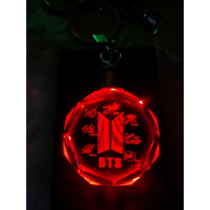 LED Crystal Keychains BTS Tinytan SB19 AOT Avengers logo Panda Luffy ...